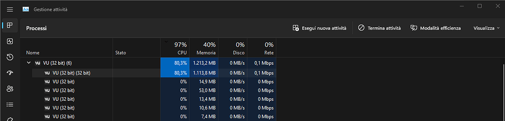 VU Client use almost 100% CPU when connected to server - Bug reports - VU Community Forums